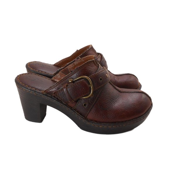 boc | Shoes | Boc Born Concept Womens Us 9 Brown Leather Mules Heels ...